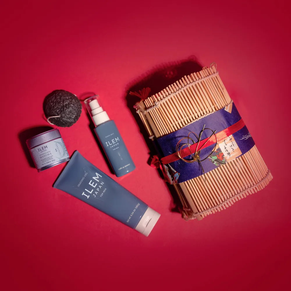 Matcha Grooming Gift Set Shaving Gel Mist & Charcoal Face Sponge